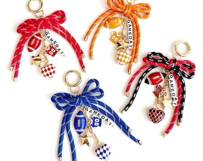 Game Day Keychain: Football Bag Charm, Shoelace Bow - Tailgate ...