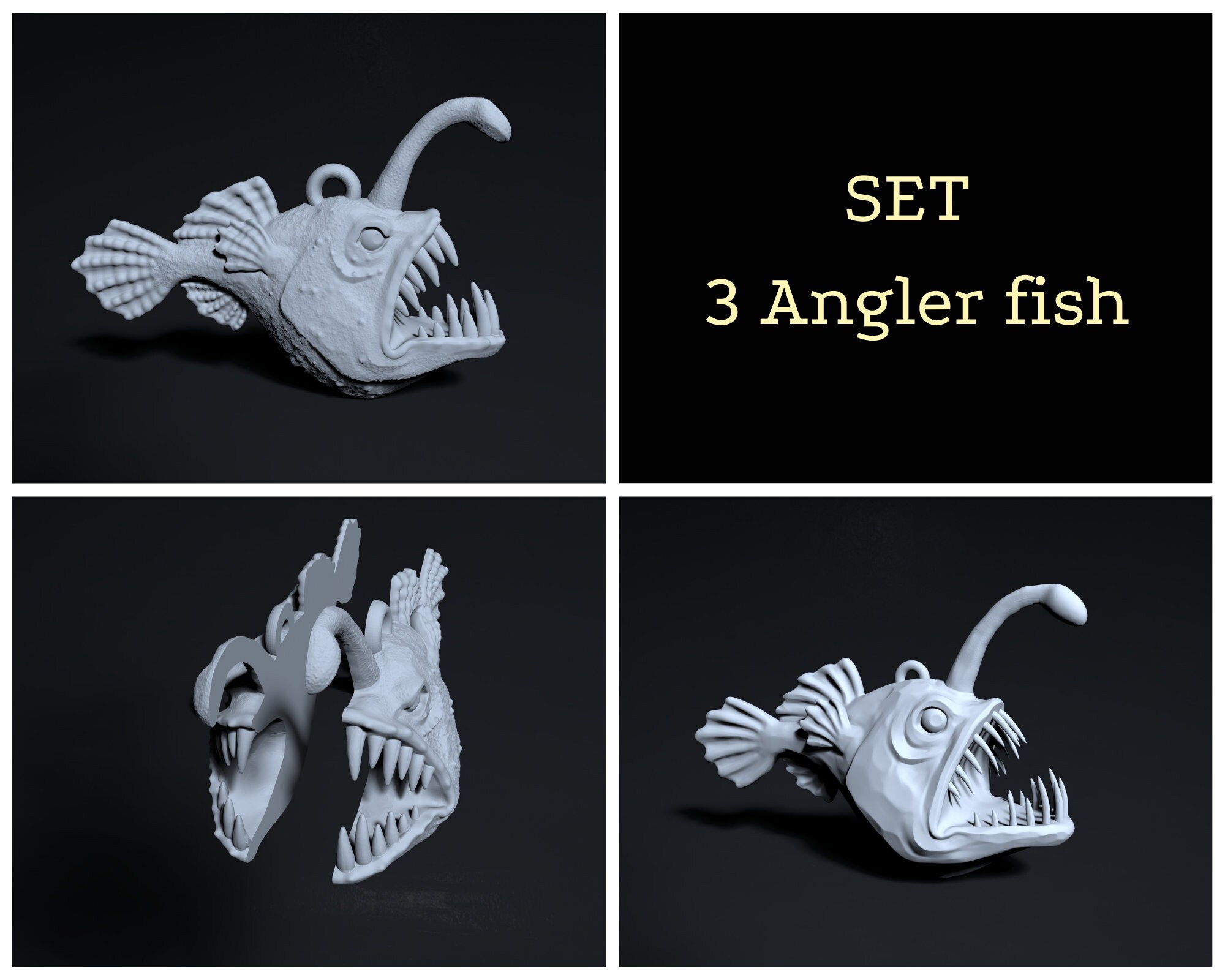 3Dmodel STL CNC Angler fish | Etsy