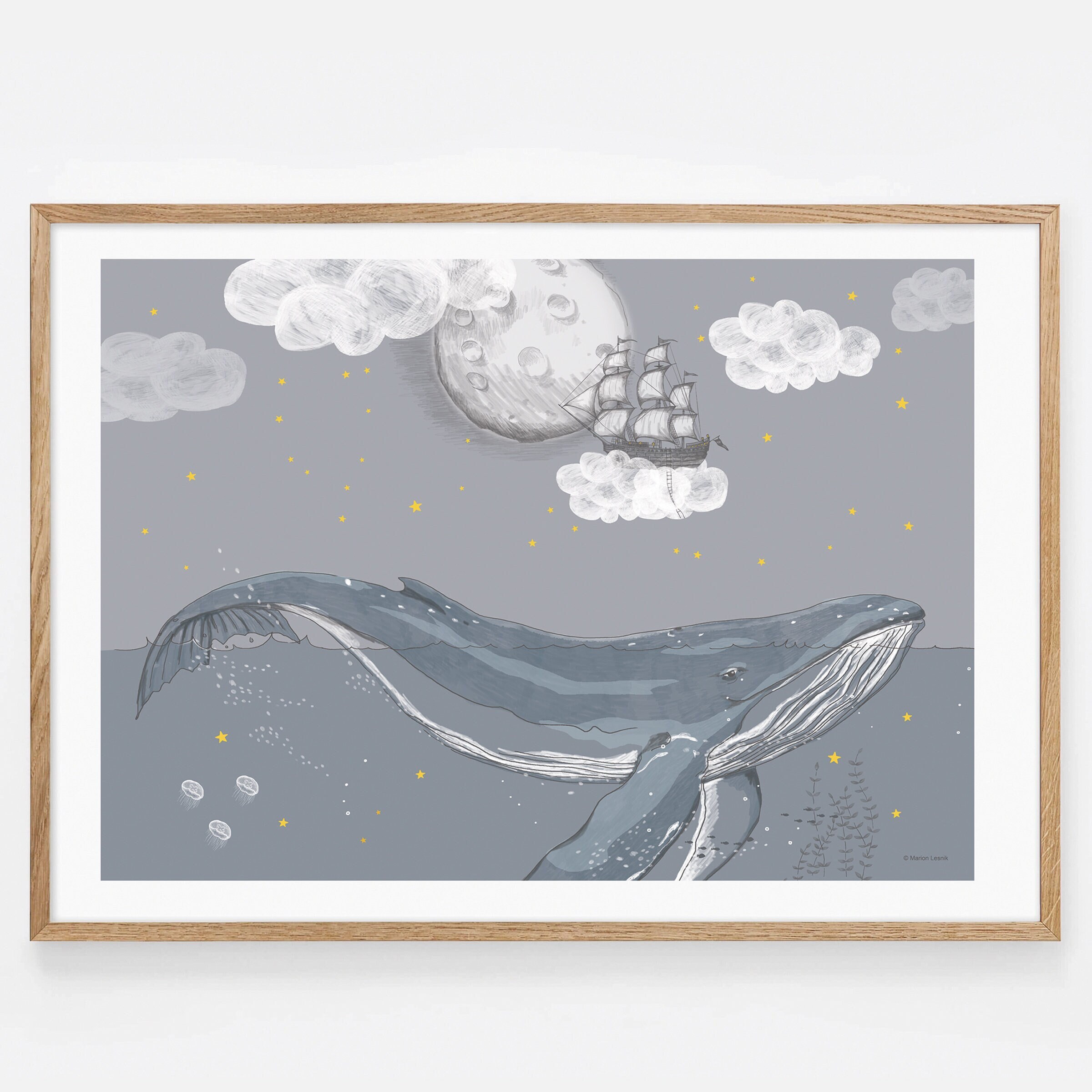 Whale with sailing ship poster; Gift for children Baby & Toddler Toys ...