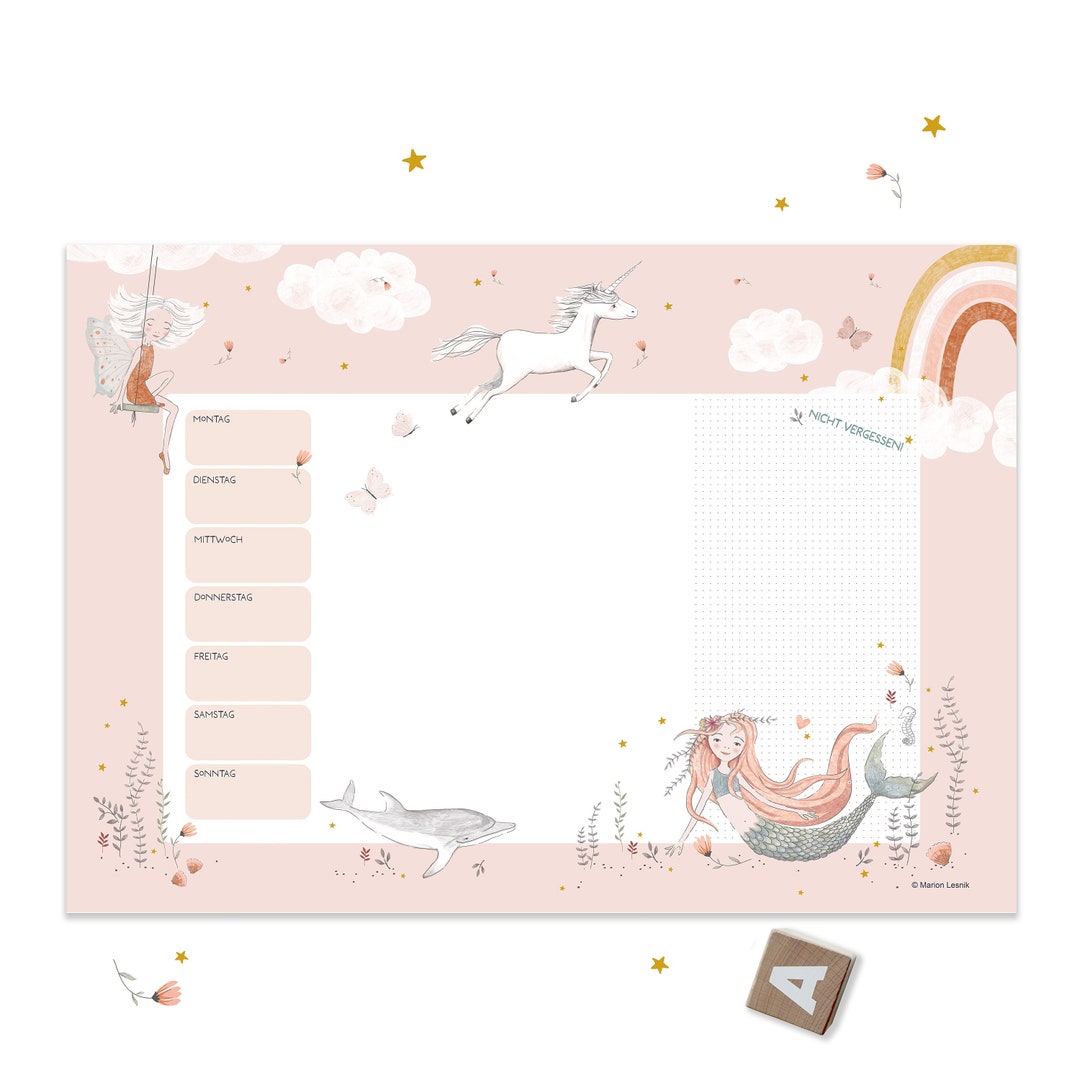 Mermaid Desk Pad/weekly Planner; Gift Idea for Children - Etsy