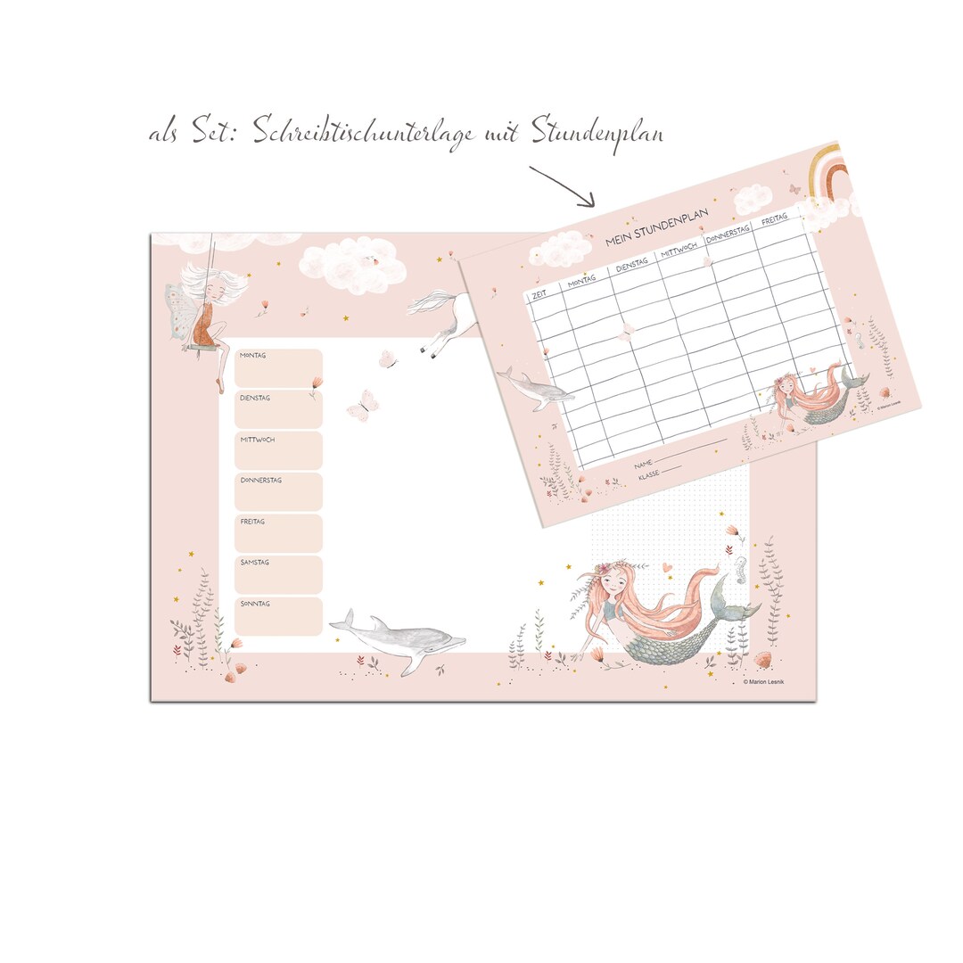 Mermaid Weekly Planner/desk Pad Set - Etsy