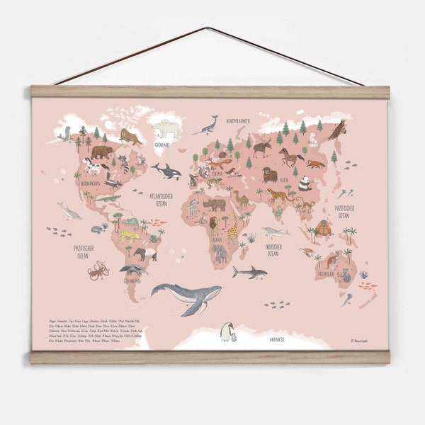Pink World Map - Etsy