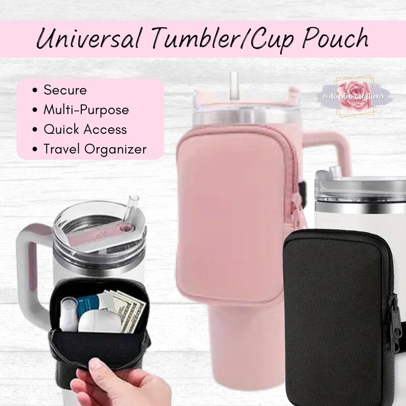 Universal 20oz, 30oz, 40oz Zippered Tumbler/cup Pouch Great for Keys ...