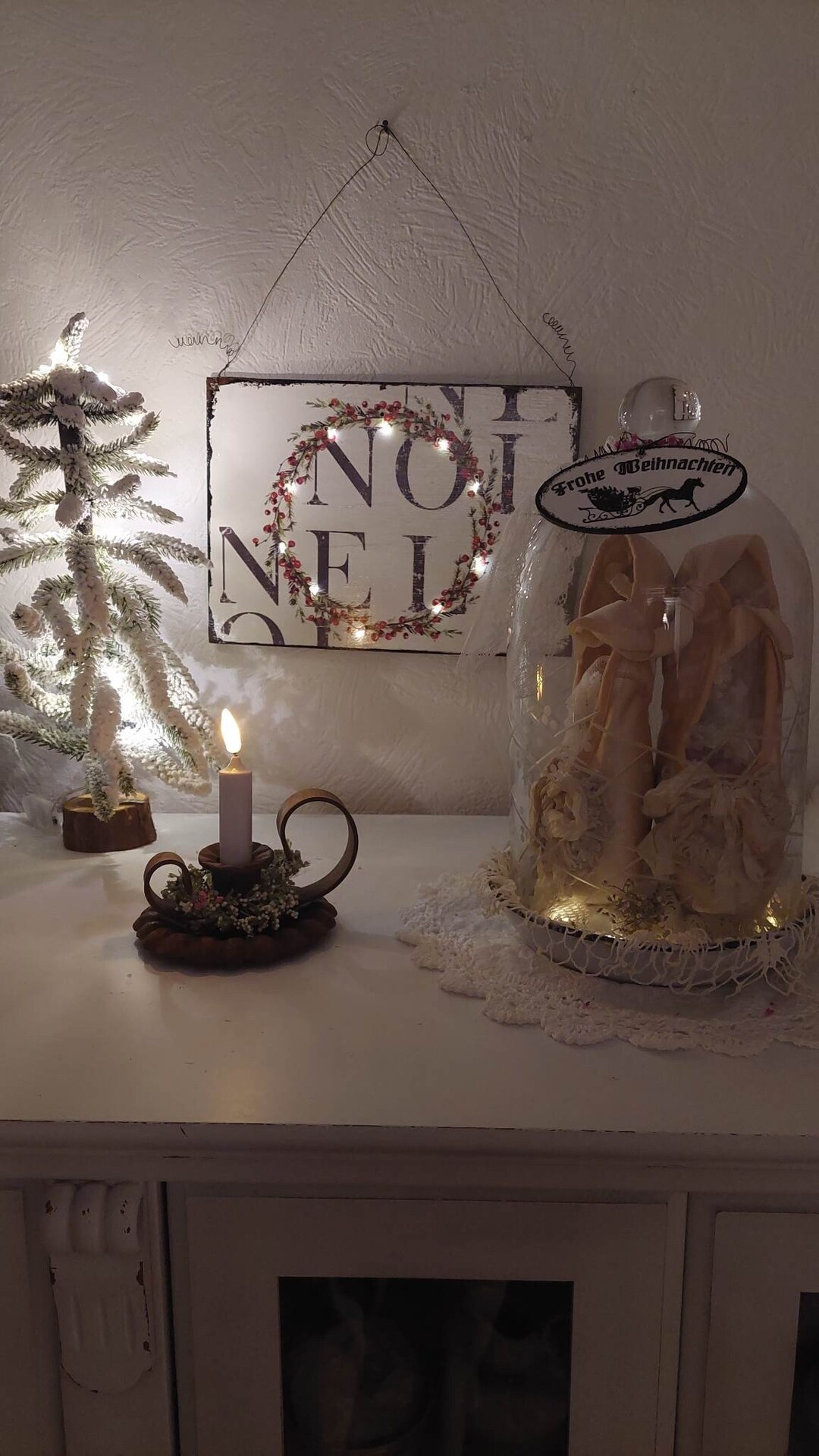 NOEL With Wreath and With LED Shabby Fake Enamel Sign - Etsy