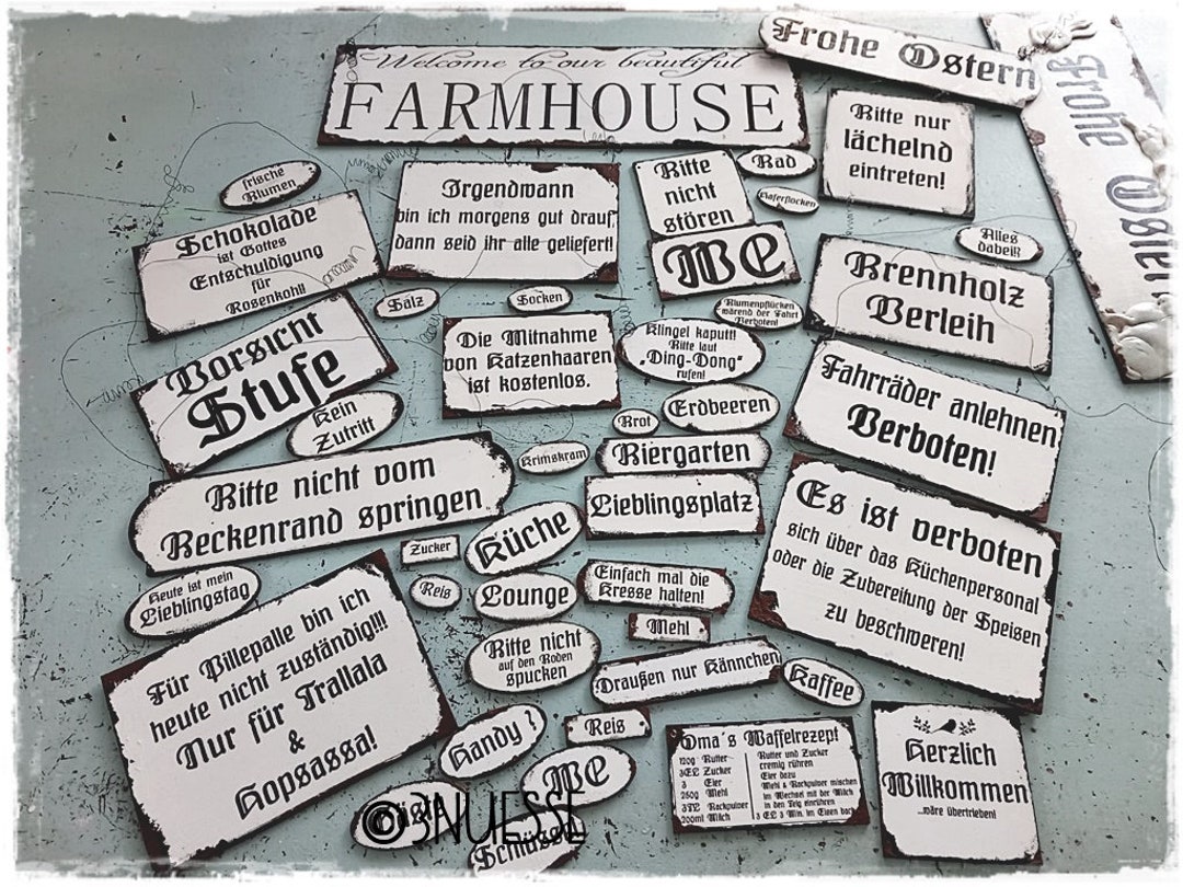 16 Signs in MIX / Shabby Fake Enamel Sign - Etsy