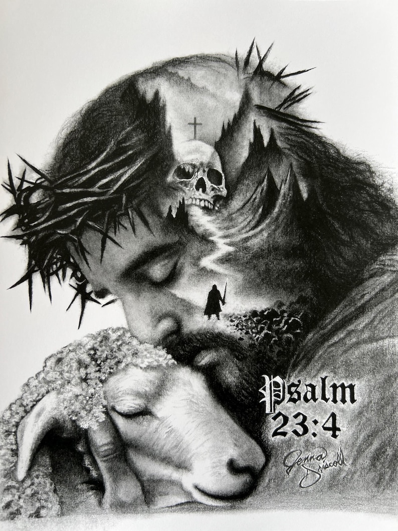 Psalm 23:4 Drawing - Etsy