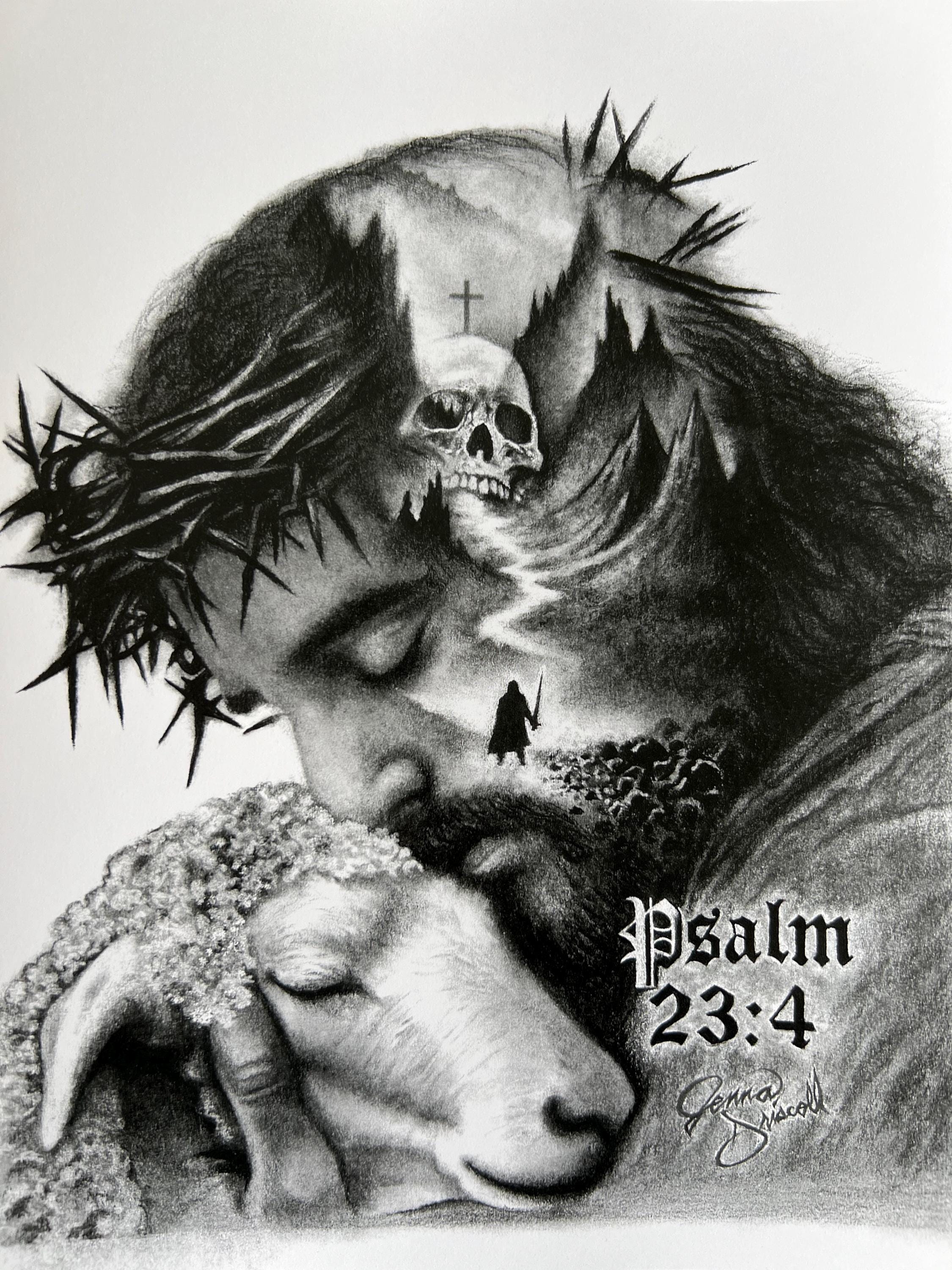 Psalm 23:4 Drawing - Etsy