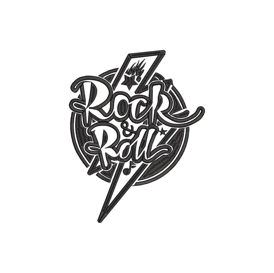 Rock & Roll Text Machine Embroidery Design – 4x4 5x7 6x10 – PES DST EXP ...