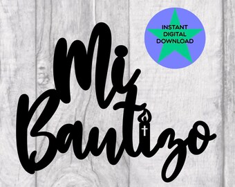 Mi Bautizo Cake Topper Svg - Etsy Israel