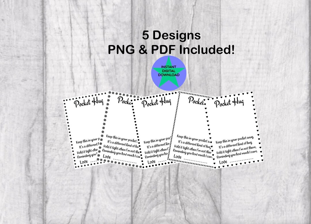 Printable Pocket Hug Pocket Hug Printable's Pocket Hug - Etsy