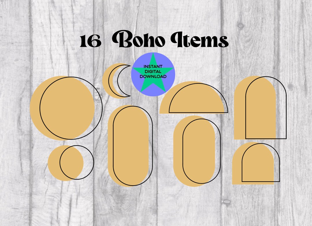 Boho Shapes Clipart Set, Arch and Oval Design, Commercial License ...