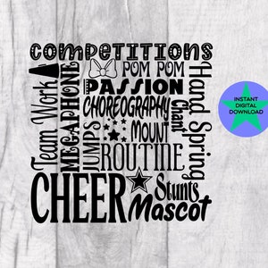 Cheerleader Typography SVG, Word Art, Cheer Design, Cheerleading Design ...