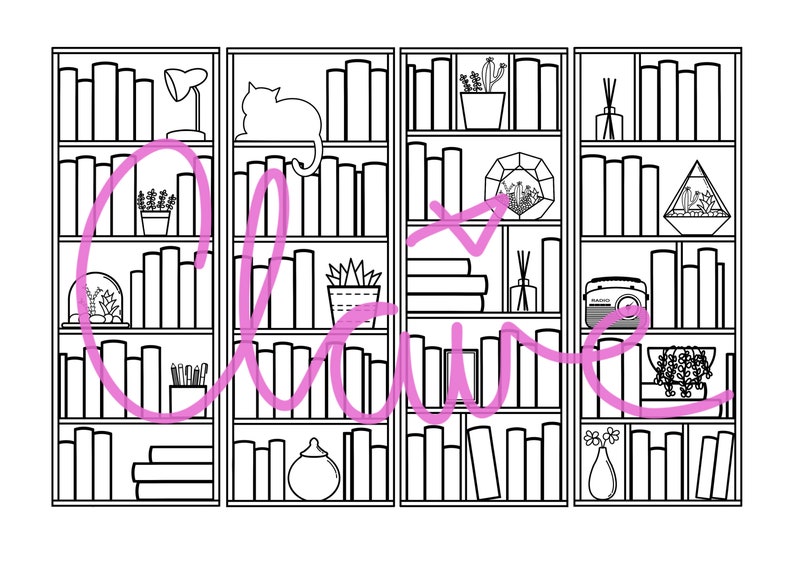 Printable Bookcase Bookmarks, Bookshelf Bookmark, Digital Bookmark ...