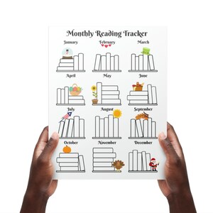 Printable Monthly Book Tracker, Bookshelf Tracker, Digital Book Tracker ...