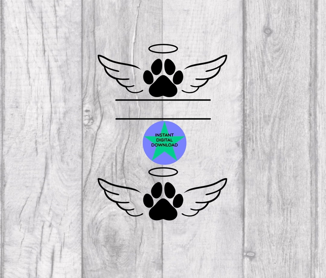 Dog Memorial Paw Print With Angel Wings PNG (digital Download) - Etsy