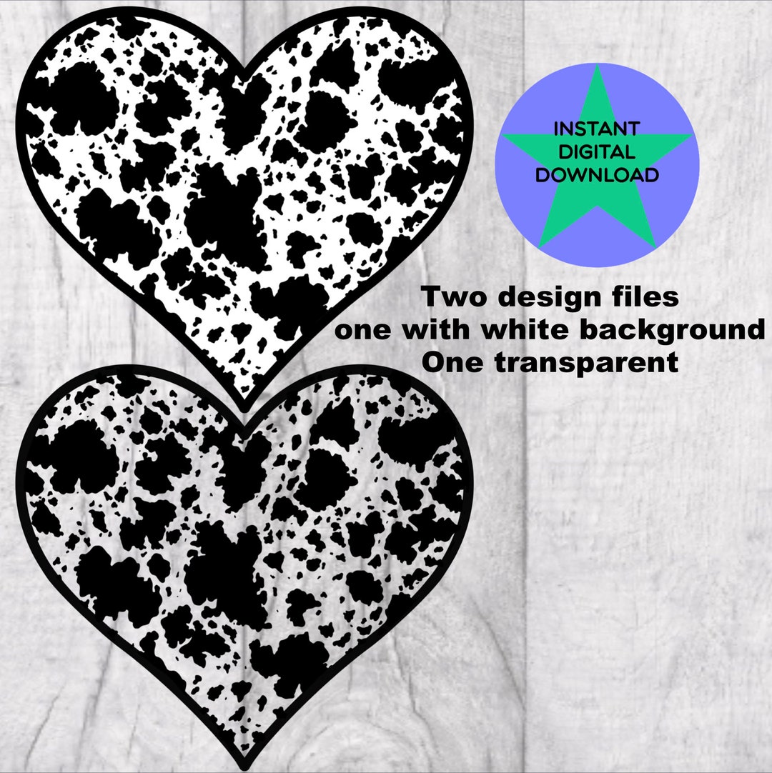 Cow Print Heart, Cow Hide Print Heart, Png and Svg, Digital Download ...