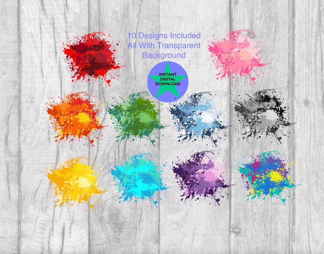 Colourful Transparent Paint Splatter, Sublimation Design, T-shirt ...