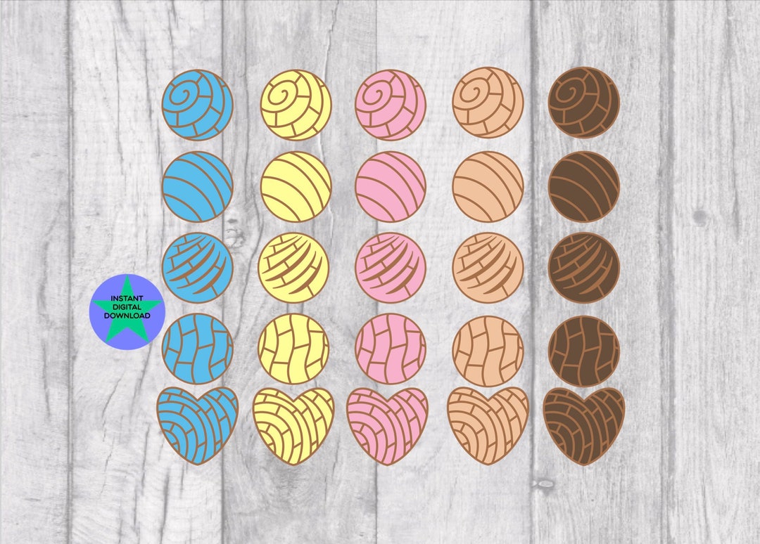 Concha, Concha Bundle, 20 PNG Files, 5 Designs in 5 Colours, Digital ...