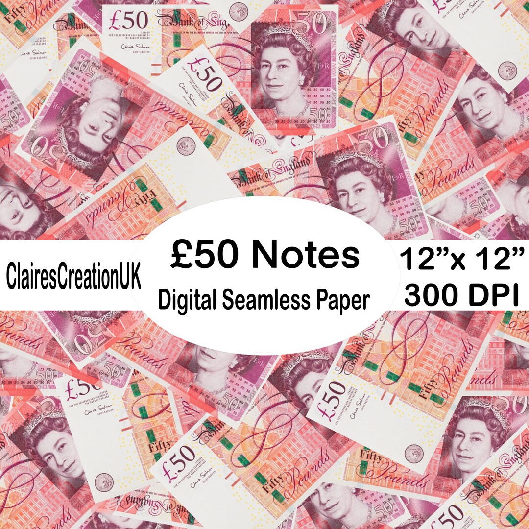 Fifty Pound Note Seamless Money Background - Digital Paper Download, 12 ...