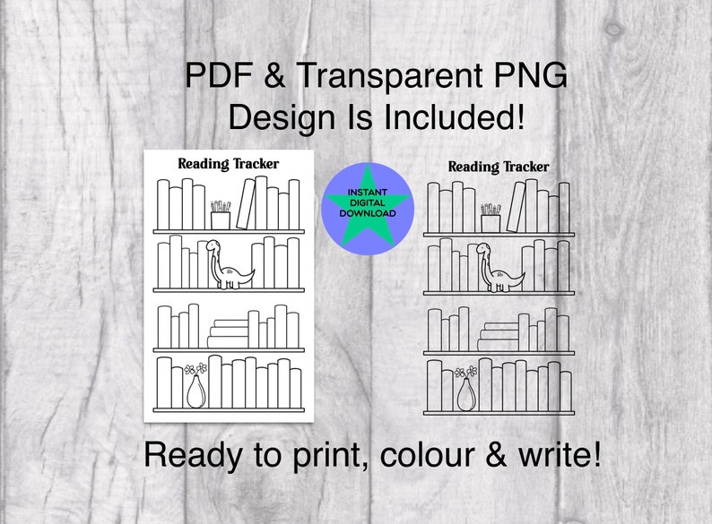 Children's Printable Bookcase Bookshelf Book Tracker - Etsy