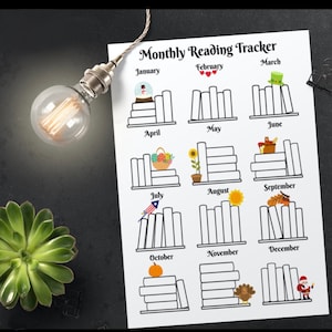Printable Monthly Book Tracker, Bookshelf Tracker, Digital Book Tracker ...