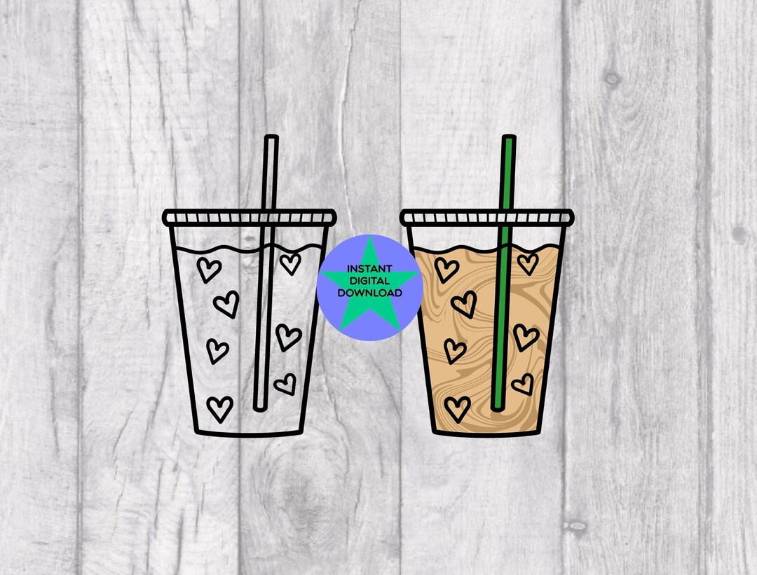 Iced Coffee Cup With Hearts PNG, T-shirt Design (digital Download) - Etsy