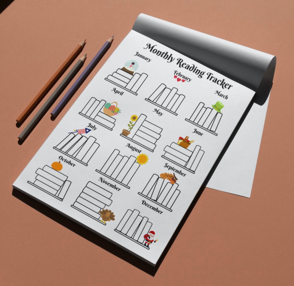 Printable Monthly Book Tracker Bookshelf Tracker Digital - Etsy