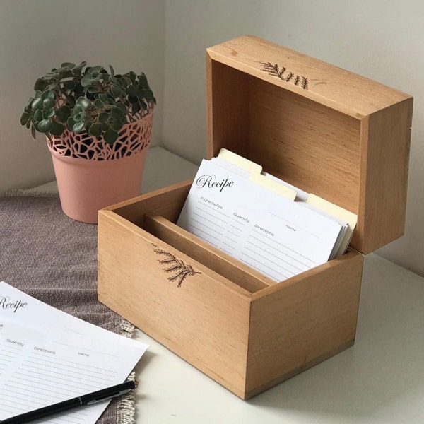 Wooden Recipe Box - Etsy