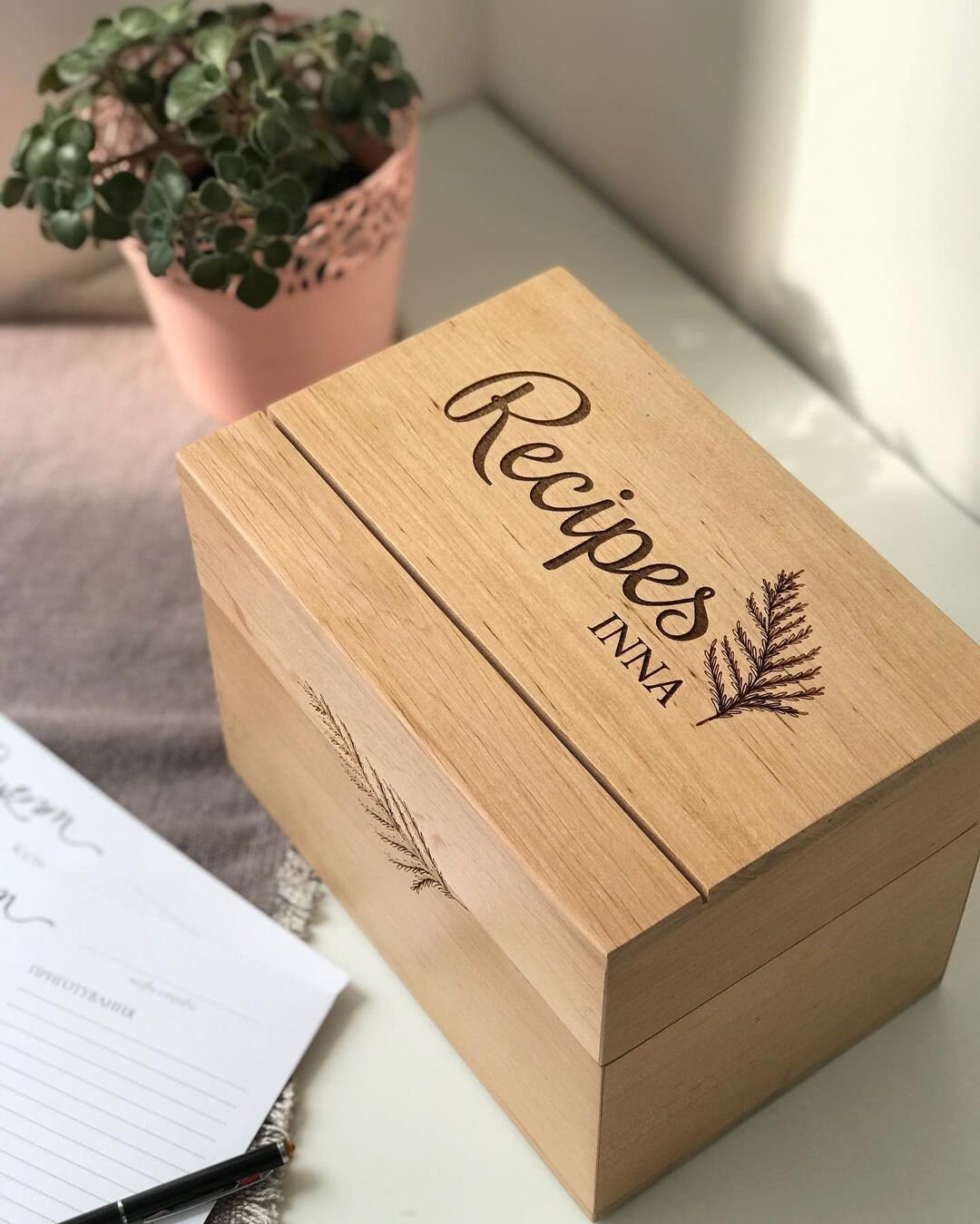 Personalized Recipe Box With Dividers Gift for Mom Gift for - Etsy