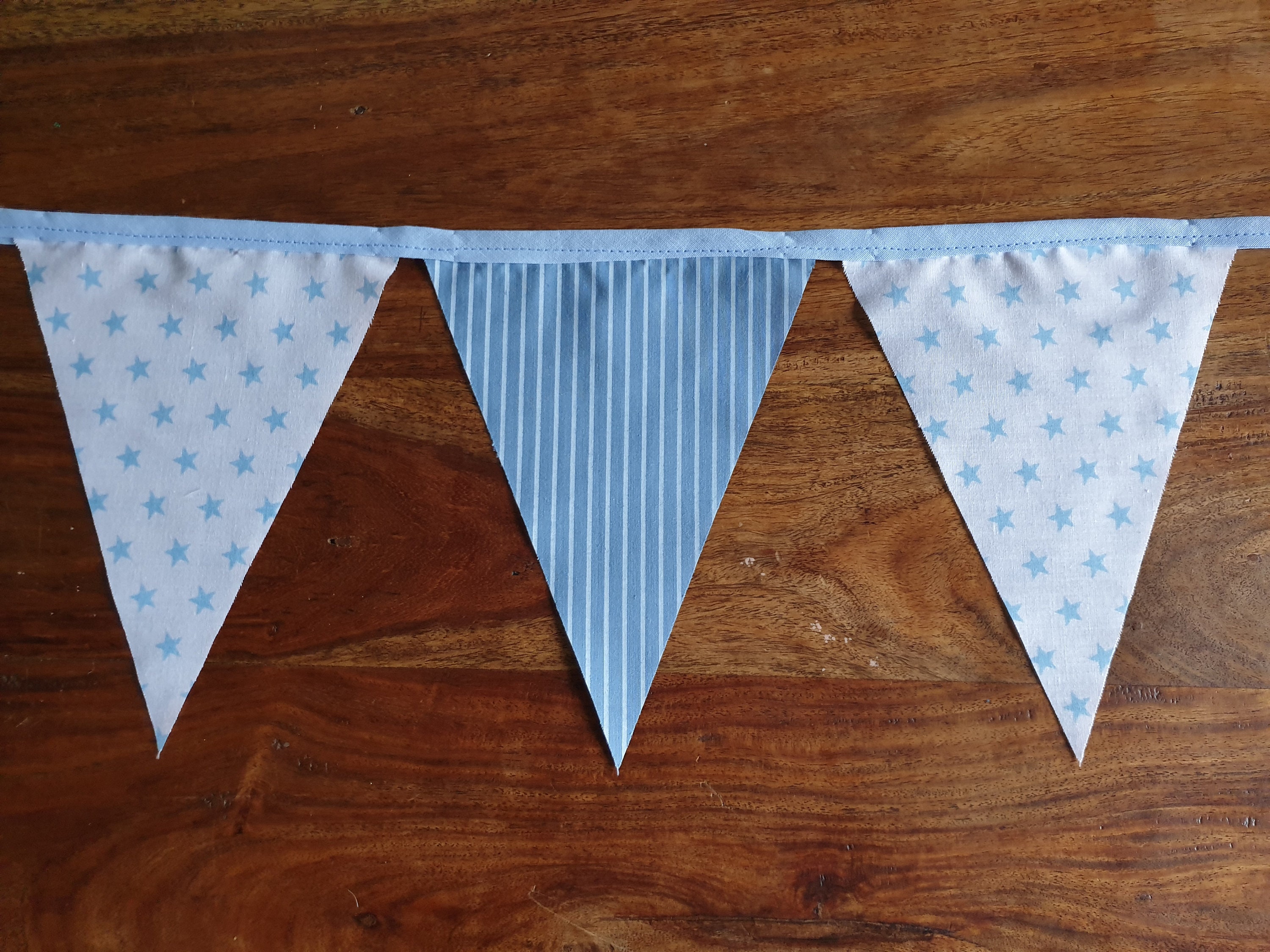 Stars & Strips Cotton Bunting Handmade Bunting 3 Colours Vintage Shabby ...
