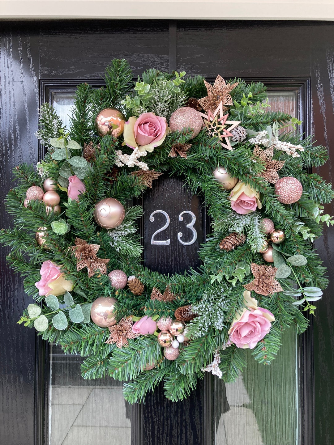 Pink Christmas Wreath/ Christmas Wreath/pink Baubles - Etsy