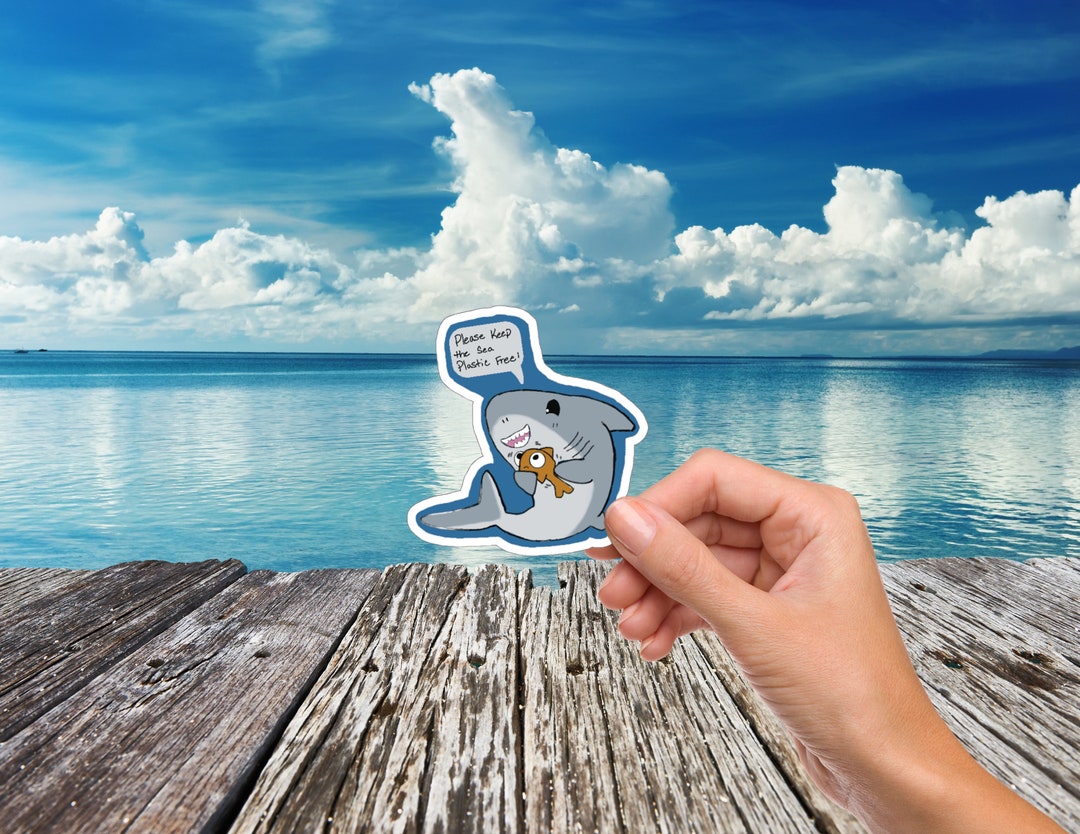 Save the Sharks Sticker - Cute Ocean Convservation Art - Plastic-free ...