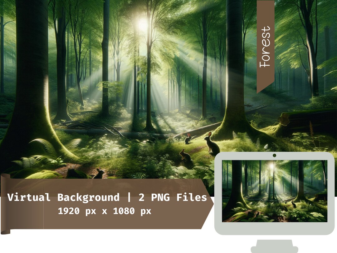 Lush Green Forest Digital Wallpaper for Teams, Zoom, Skype, Twitch ...