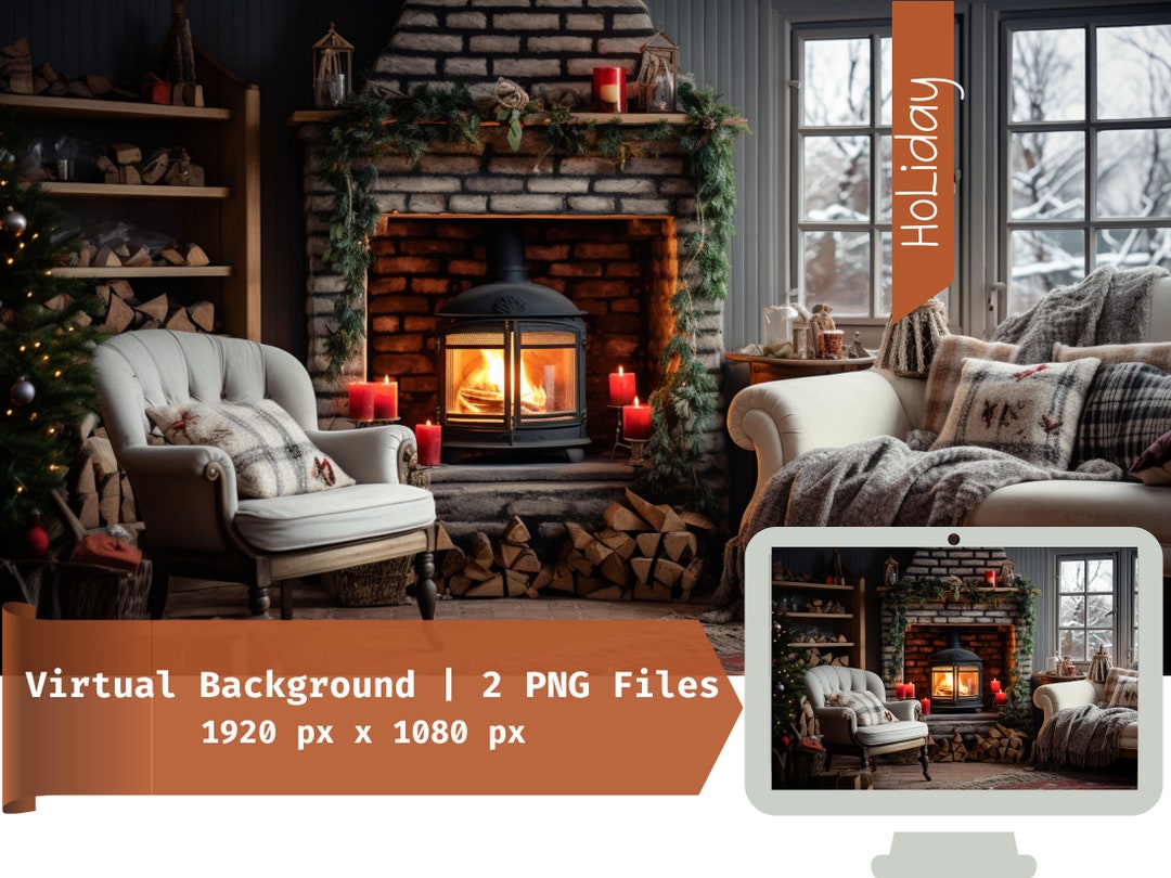 Christmas Cottage Digital Wallpaper for Teams, Zoom, Skype, Twitch ...