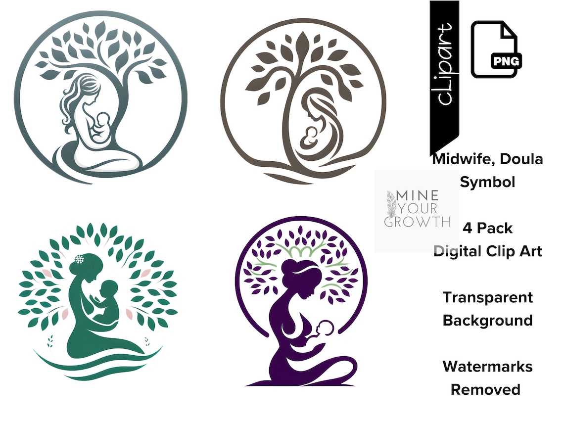 Midwife, Doula, Motherhood Symbols Emblems, Logos, Childbirth ...