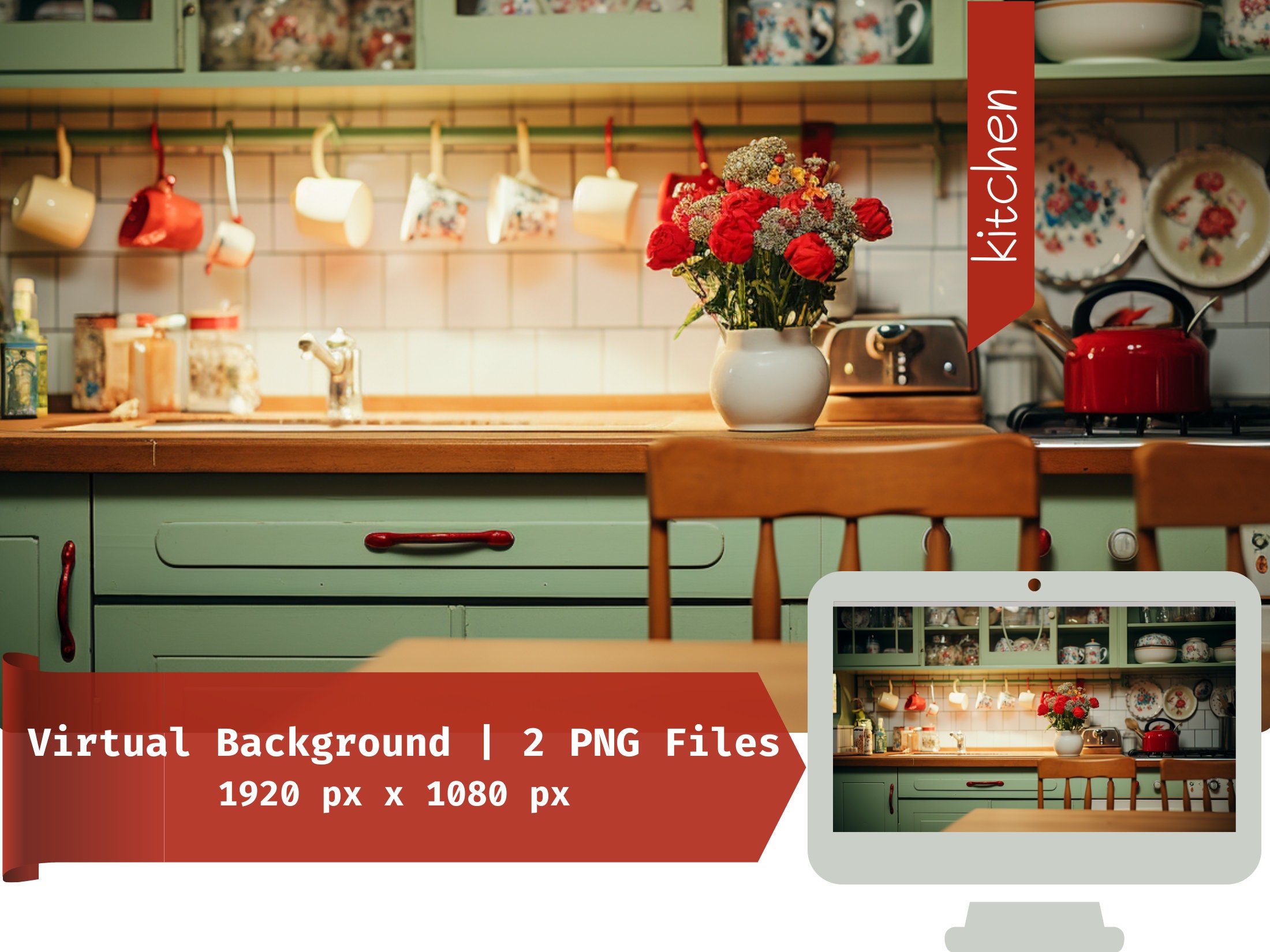 Grandma Kitchen Digital Wallpaper for Teams, Zoom, Skype, Twitch Banner ...