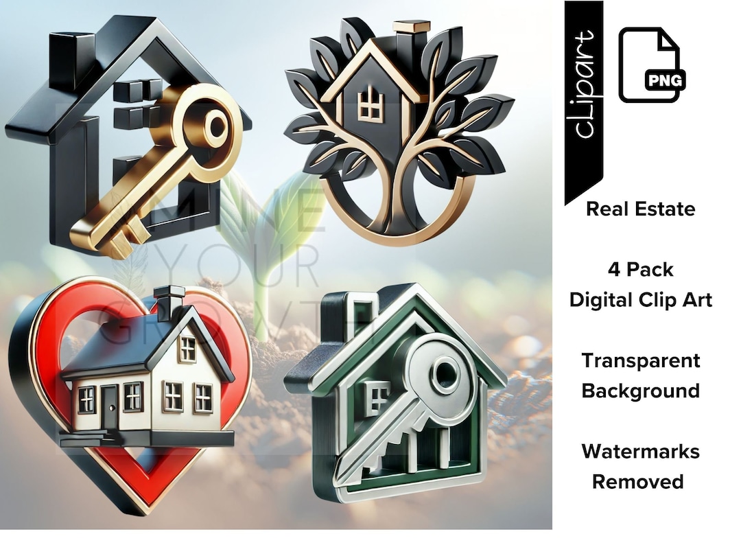 Real Estate Professionals, Set of 4 Silver, Gold Logos, Key, Realtor ...
