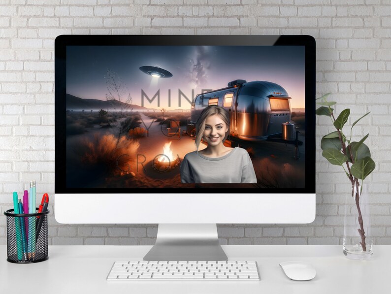 UFO Campfire, Virtual Background, Vtuber Banner, Zoom, Teams, Cosmic ...