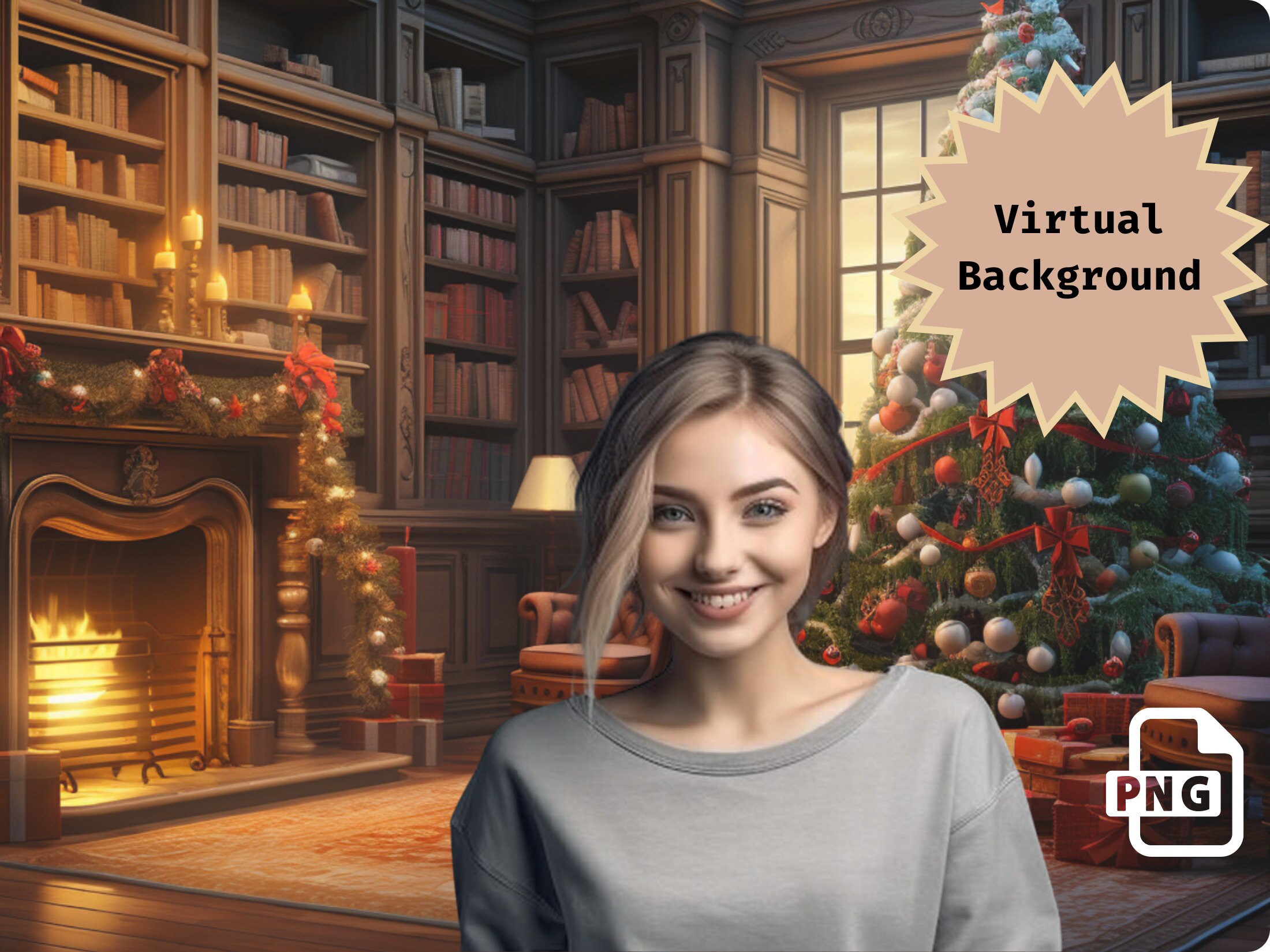Cozy Christmas Office, Digital Wallpaper, Teams, Zoom, Twitch Banner ...