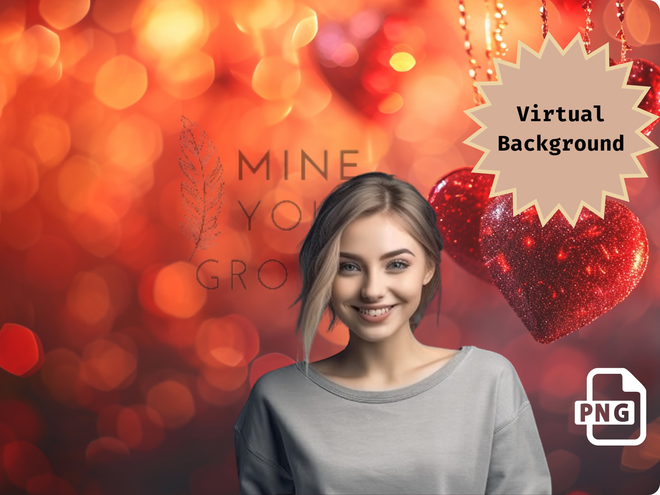 Valentines Day, Virtual Background, Vtuber Banner, Zoom, Teams, Red ...