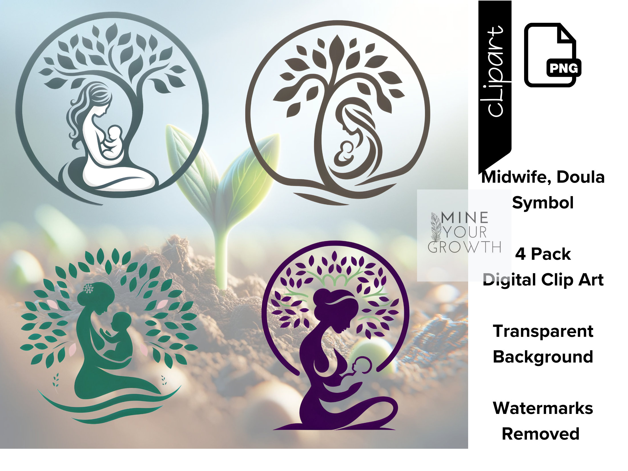 Midwife, Doula, Motherhood Symbols Emblems, Logos, Childbirth ...