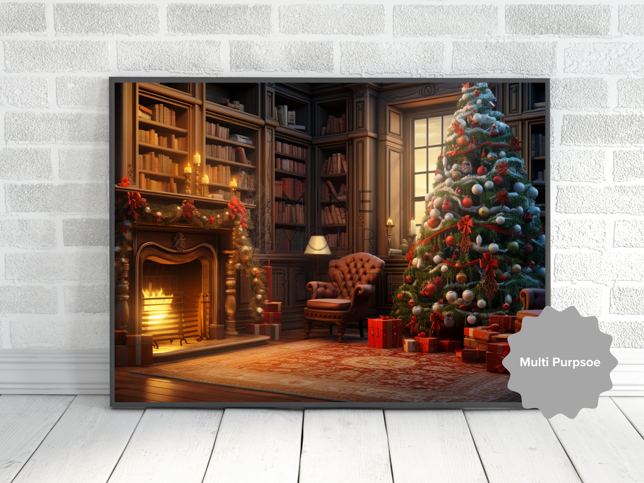 Cozy Christmas Office, Digital Wallpaper, Teams, Zoom, Twitch Banner ...