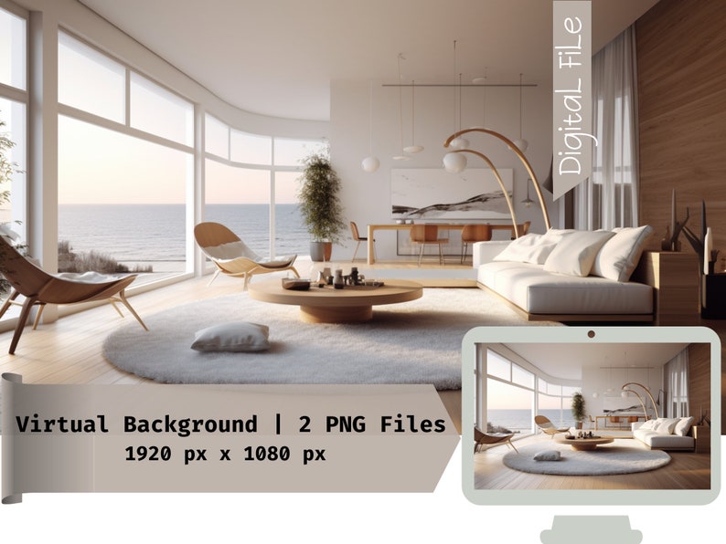 Minimalistic Ocean View Living Room Background Twitch Banner Office ...