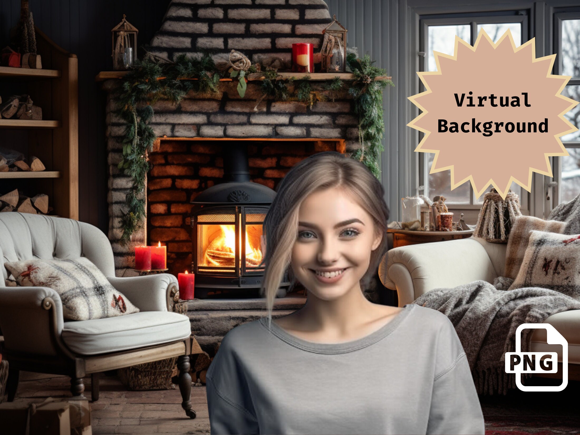 Christmas Cottage Digital Wallpaper for Teams, Zoom, Skype, Twitch ...