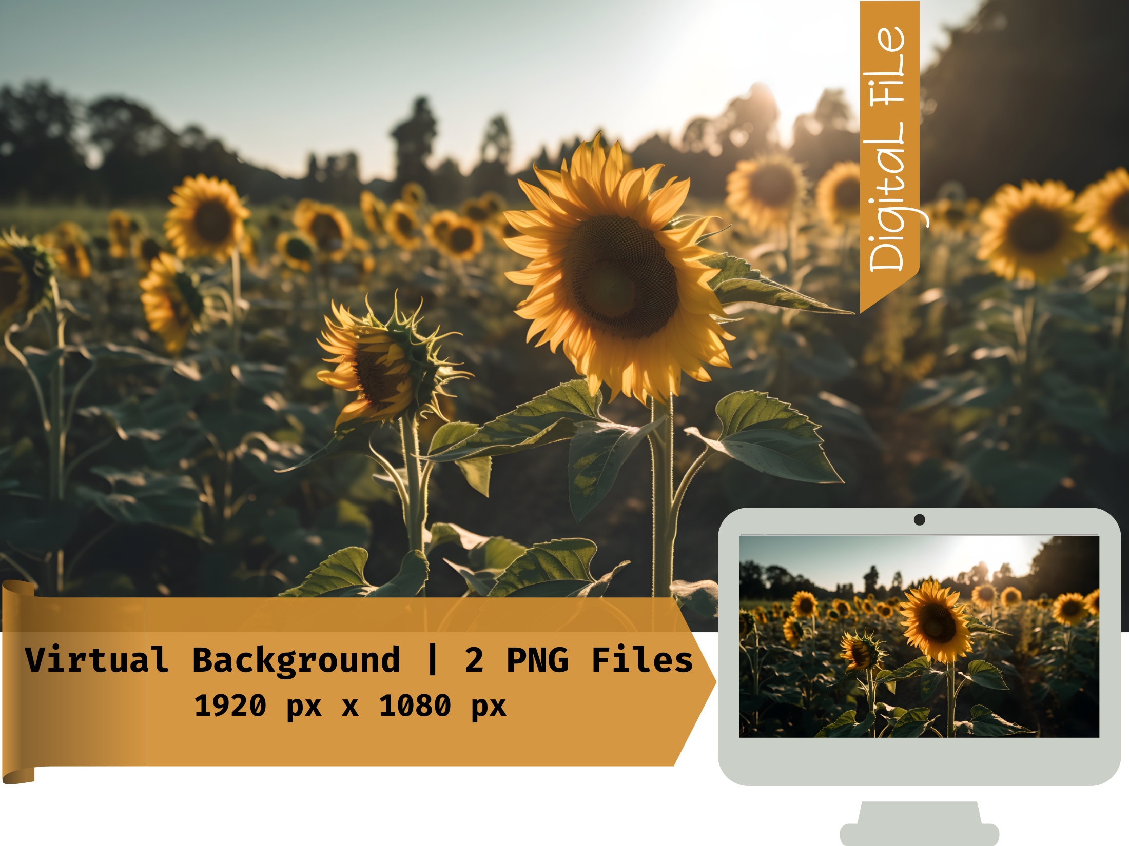 Sunflower Field Virtual Background, Zoom Virtual Background, Teams ...