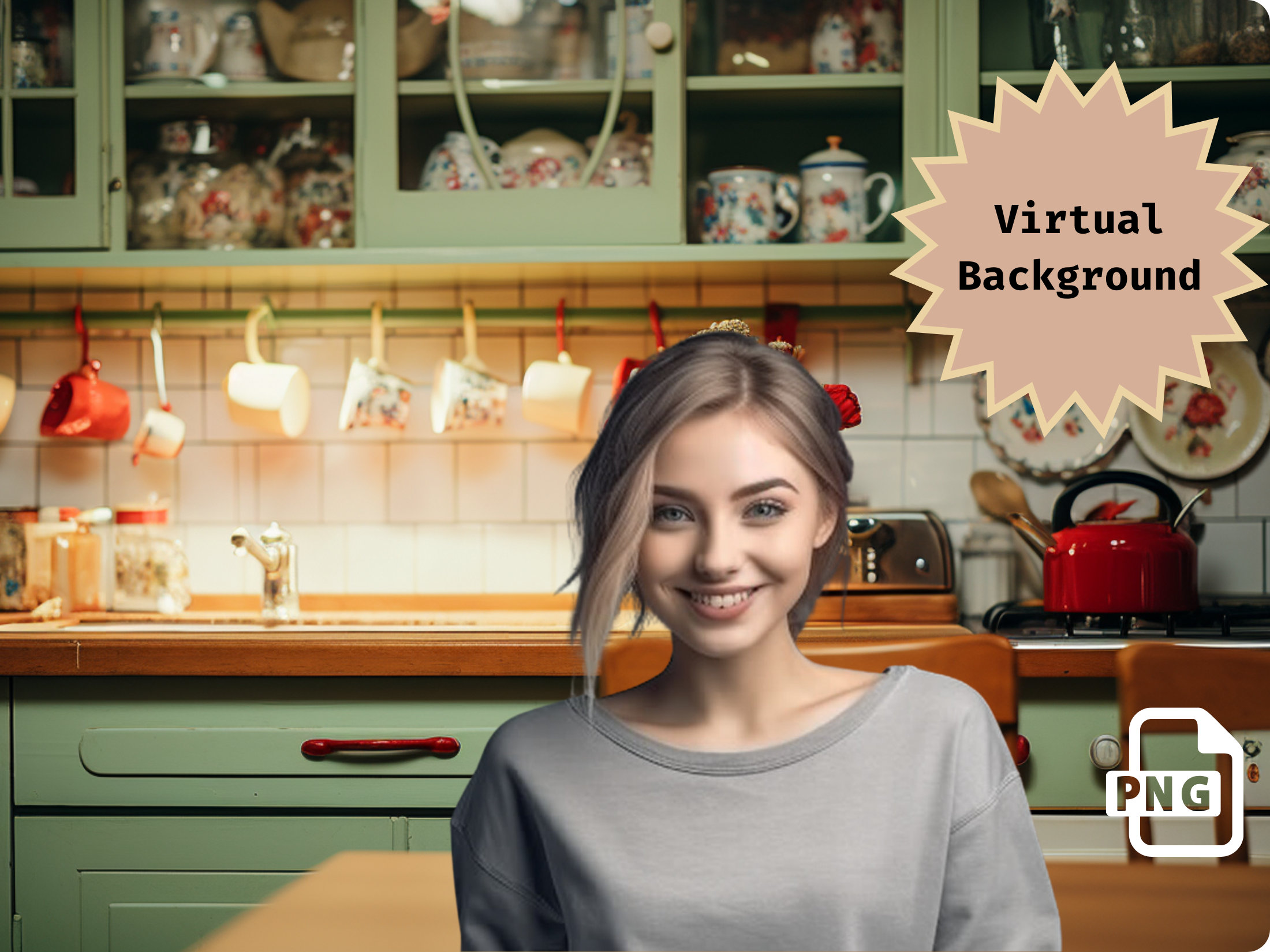 Grandma Kitchen Digital Wallpaper for Teams, Zoom, Skype, Twitch Banner ...