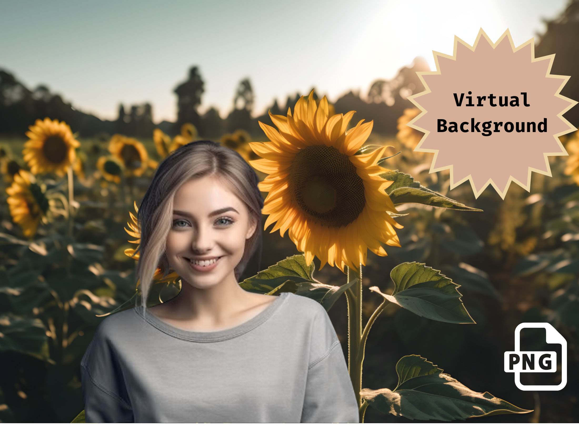 Sunflower Field Virtual Background, Zoom Virtual Background, Teams ...