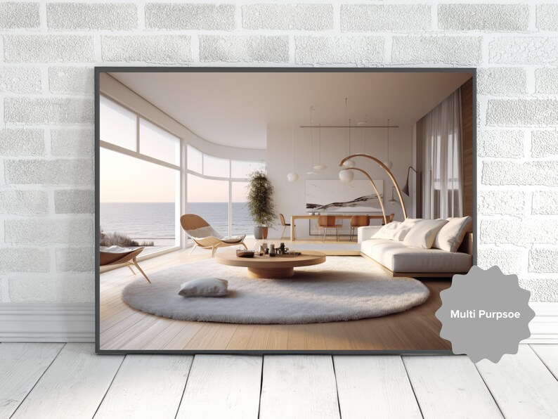 Minimalistic Ocean View Living Room Background Twitch Banner Office ...