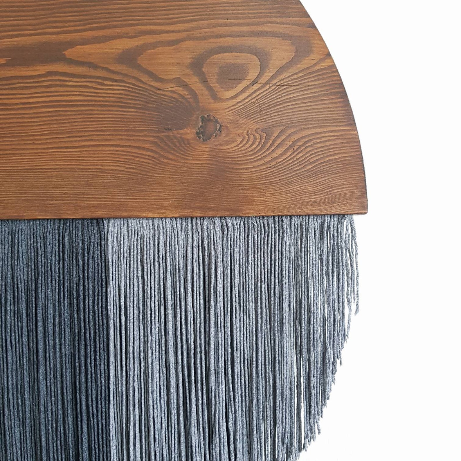 Large Round Fringe Wall Decor Half Round Yarn Art Wood - Etsy