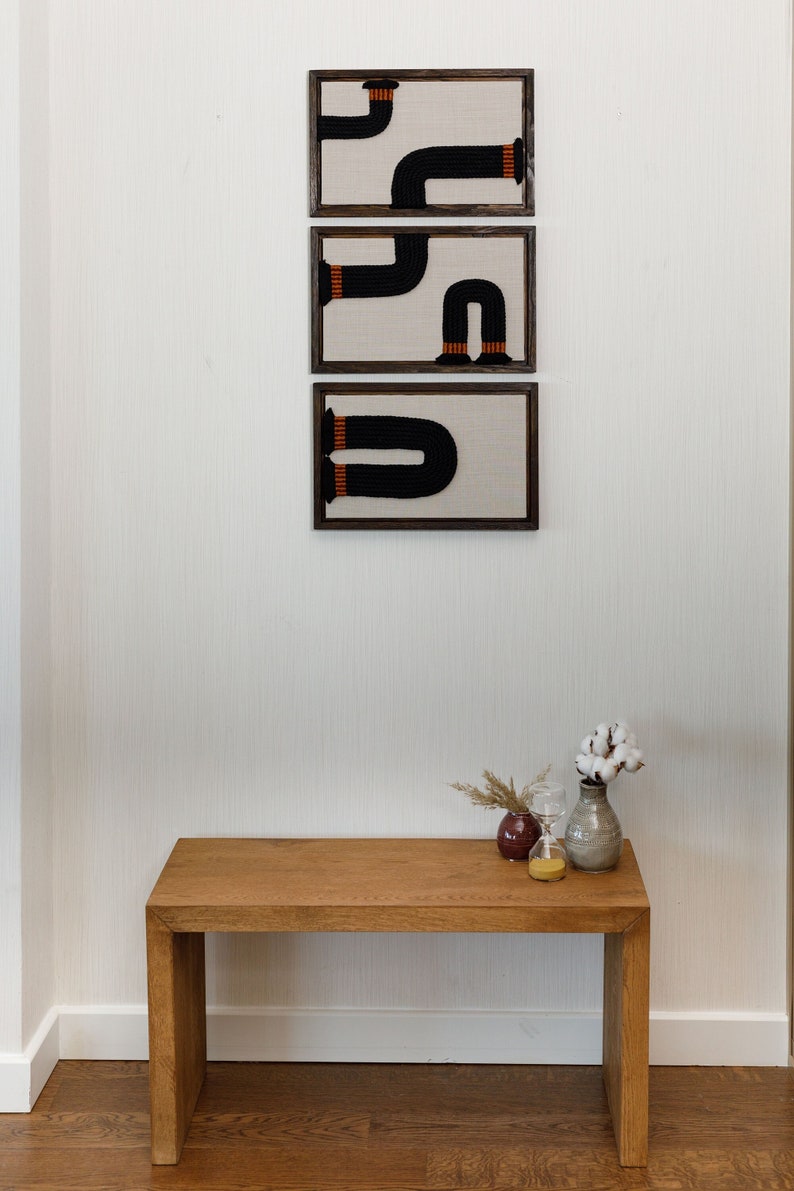 3 Frame Rope Wall Art Framed Fiber Art Minimalist Abstract - Etsy